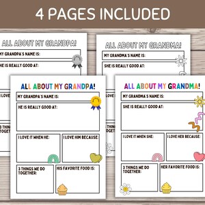 Grandparents Day Printable, All About My Grandparent, Gifts for Grandpa ...