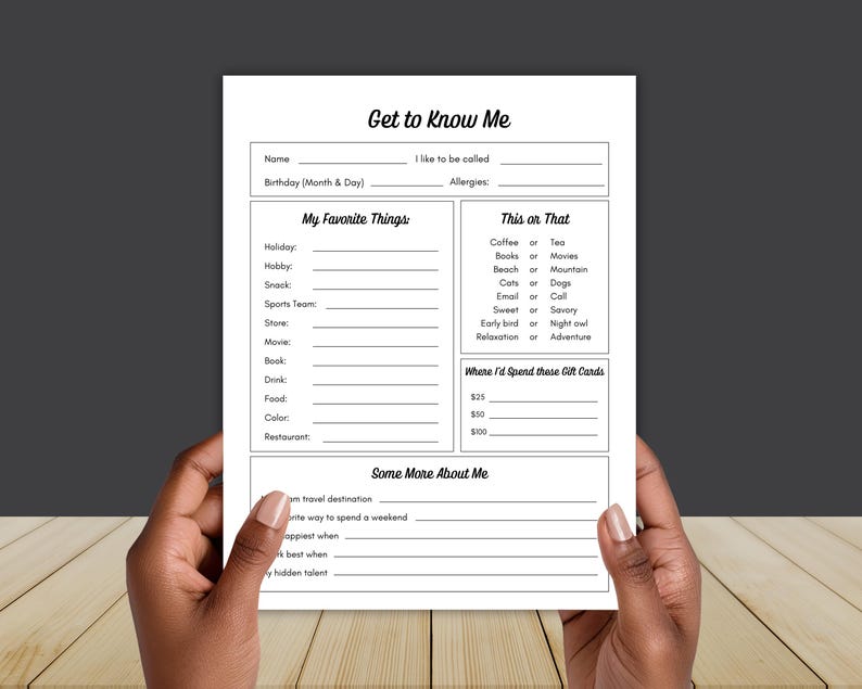 Team Building Get to Know Me Questionnaire Editable PDF, Staff Favorite ...