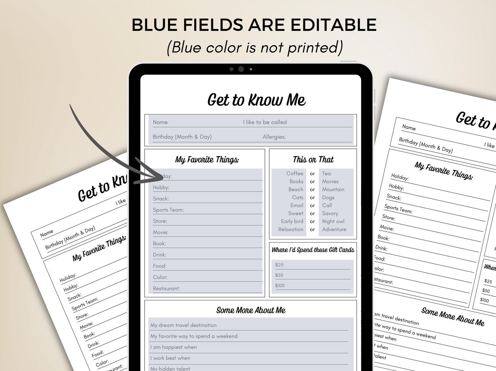 Team Building Get to Know My Staff Questionnaire, Staff Favorite Things ...