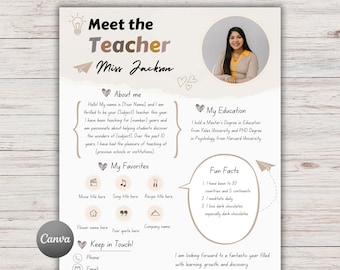 Editable Meet the Teacher Template, Customizable Canva Resource Letter ...
