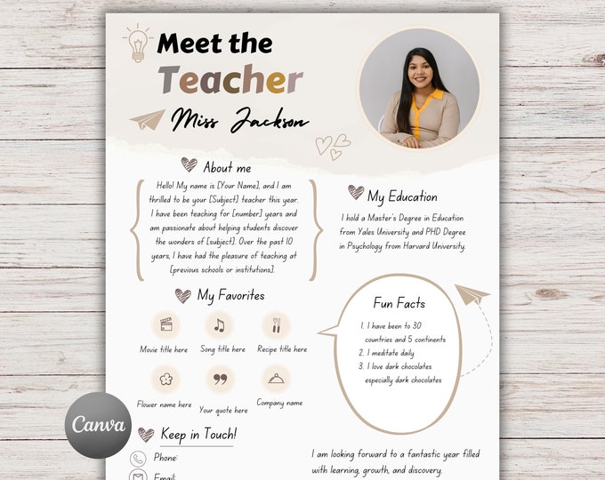Editable Meet the Teacher Template, Customizable Canva Resource Letter ...