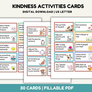 Kindness Cards Printable, Random Acts of Kindness, Kids Advent Calendar ...