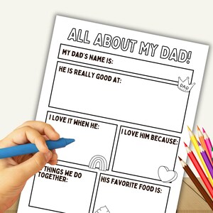 All About My Dad Printable, Gifts for Dad, Preschool Activity, Kid ...