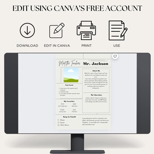 Editable Meet the Teacher Template, Customizable Canva Resource Letter ...