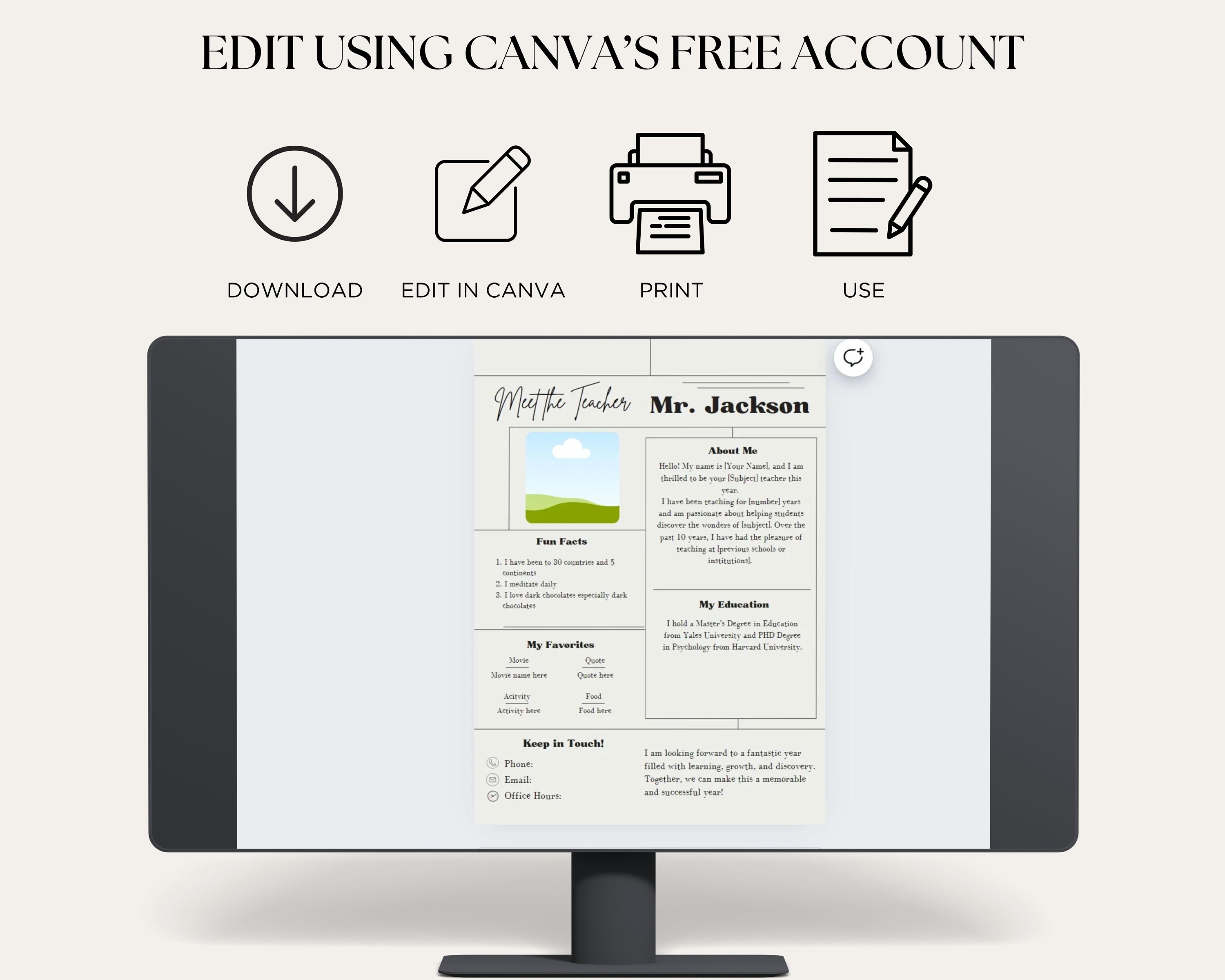 Editable Meet the Teacher Template, Customizable Canva Resource Letter ...