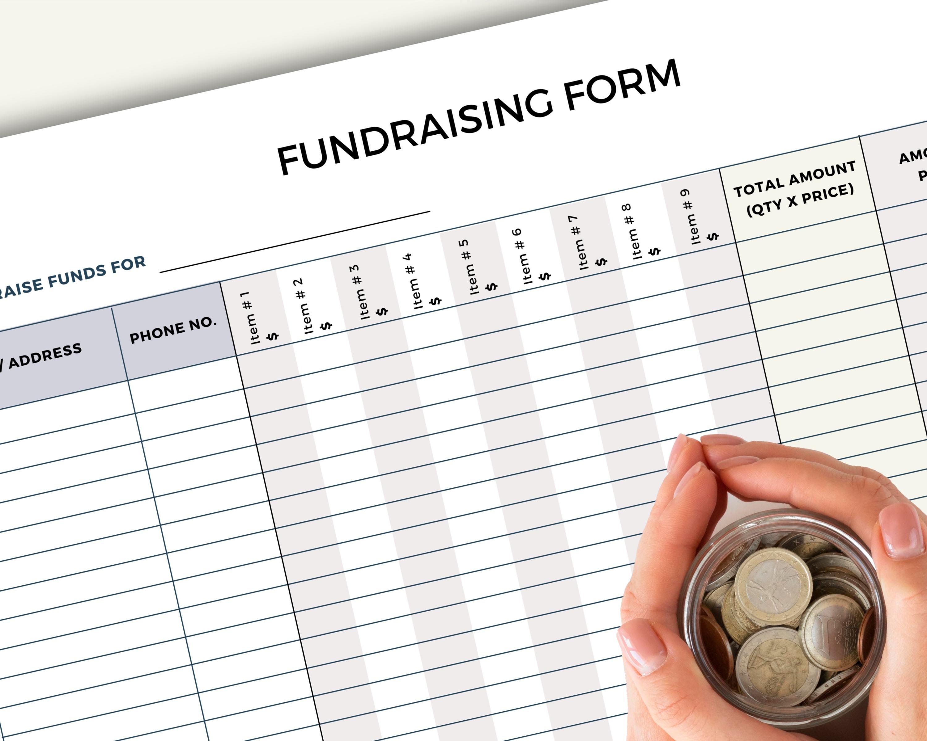 Fundraising Form Printable Order Form, Raising Money Charity Donation ...
