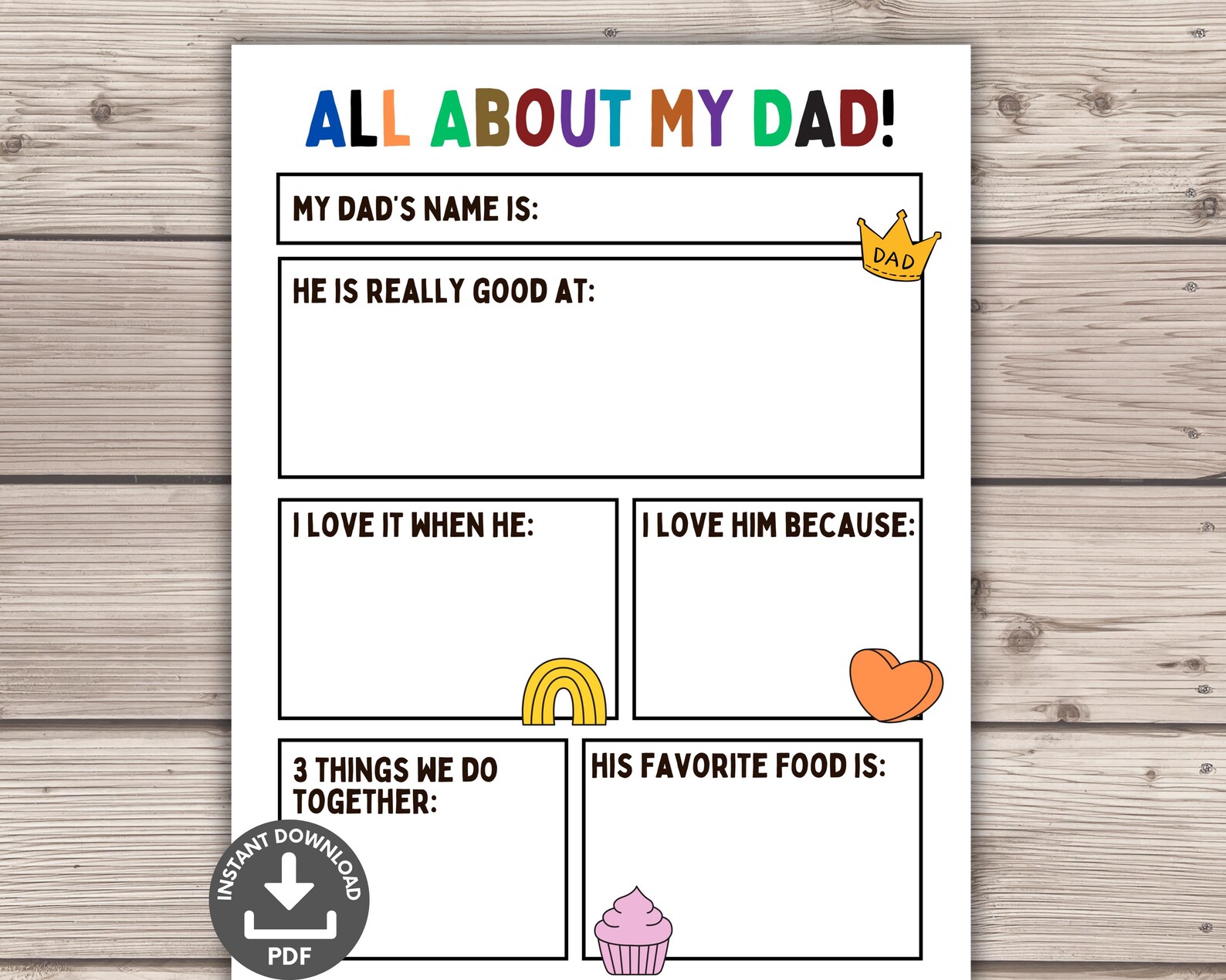 All About My Dad Printable, Gifts for Dad, Preschool Activity, Kid ...