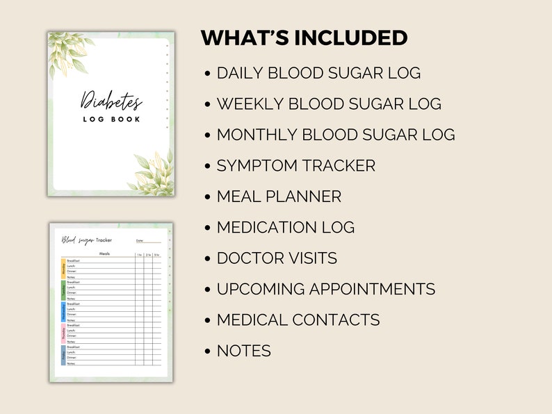 Diabetes Blood Sugar Trackers Printable, Blood Sugar Log Book, Diabetes ...