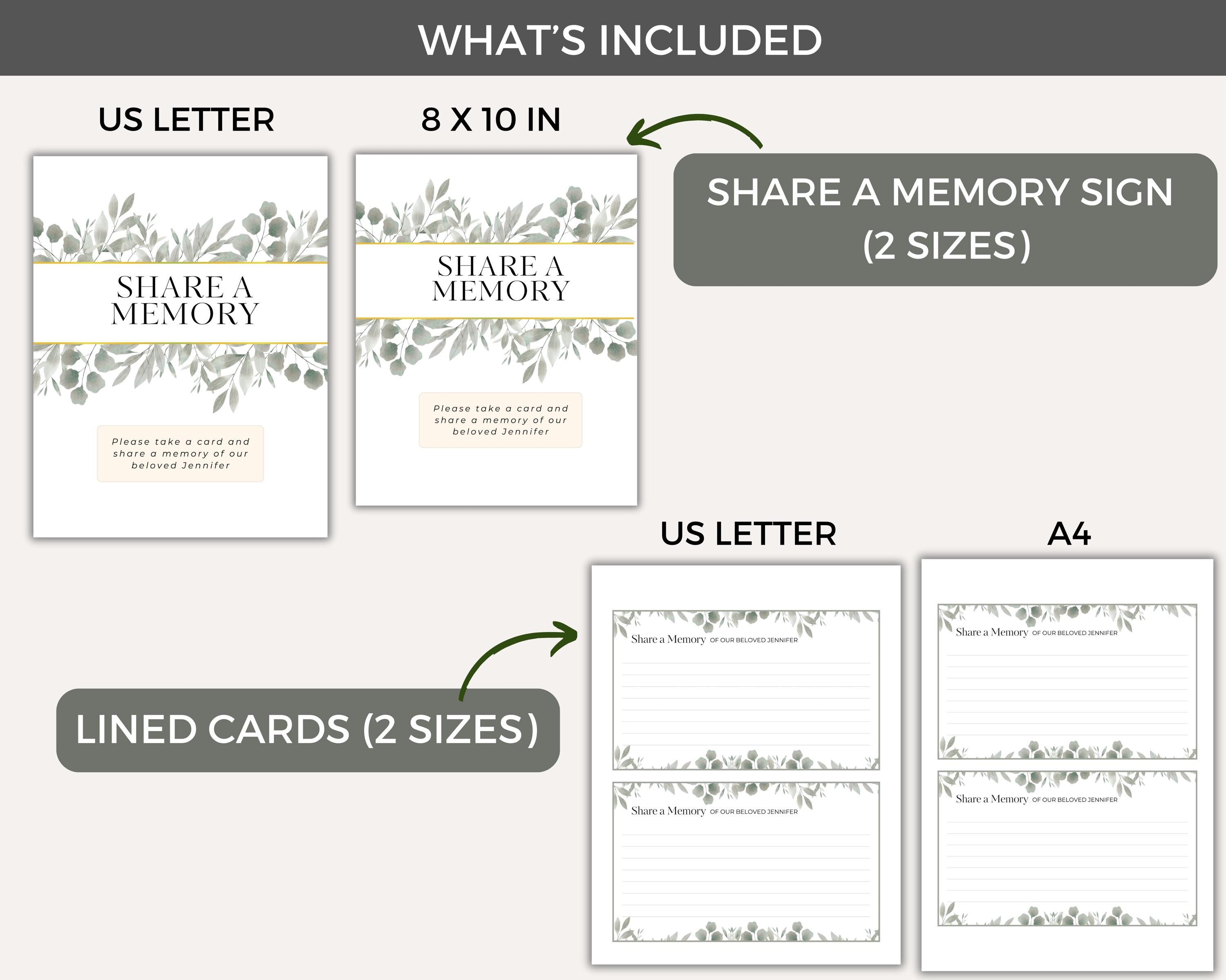 Share a Memory Box for Funeral, Celebration of Life Keepsake, Greenery ...
