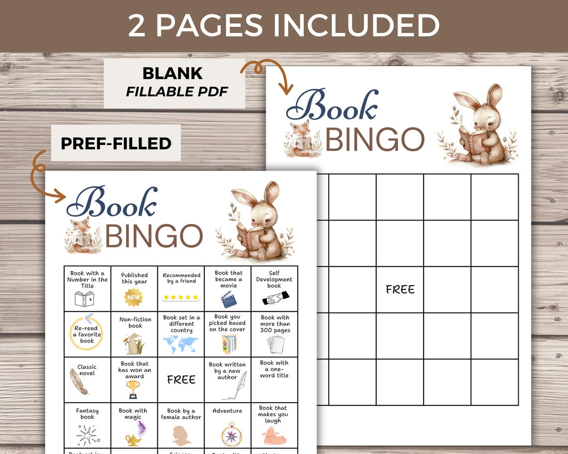 Book Bingo Printable, Reading Challenge, Book Clube Games, Reading Log ...