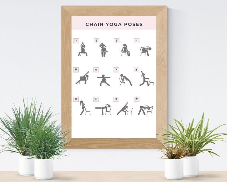 Chair Yoga Poster Printable, Quick Office Workout, Sitting Workout ...