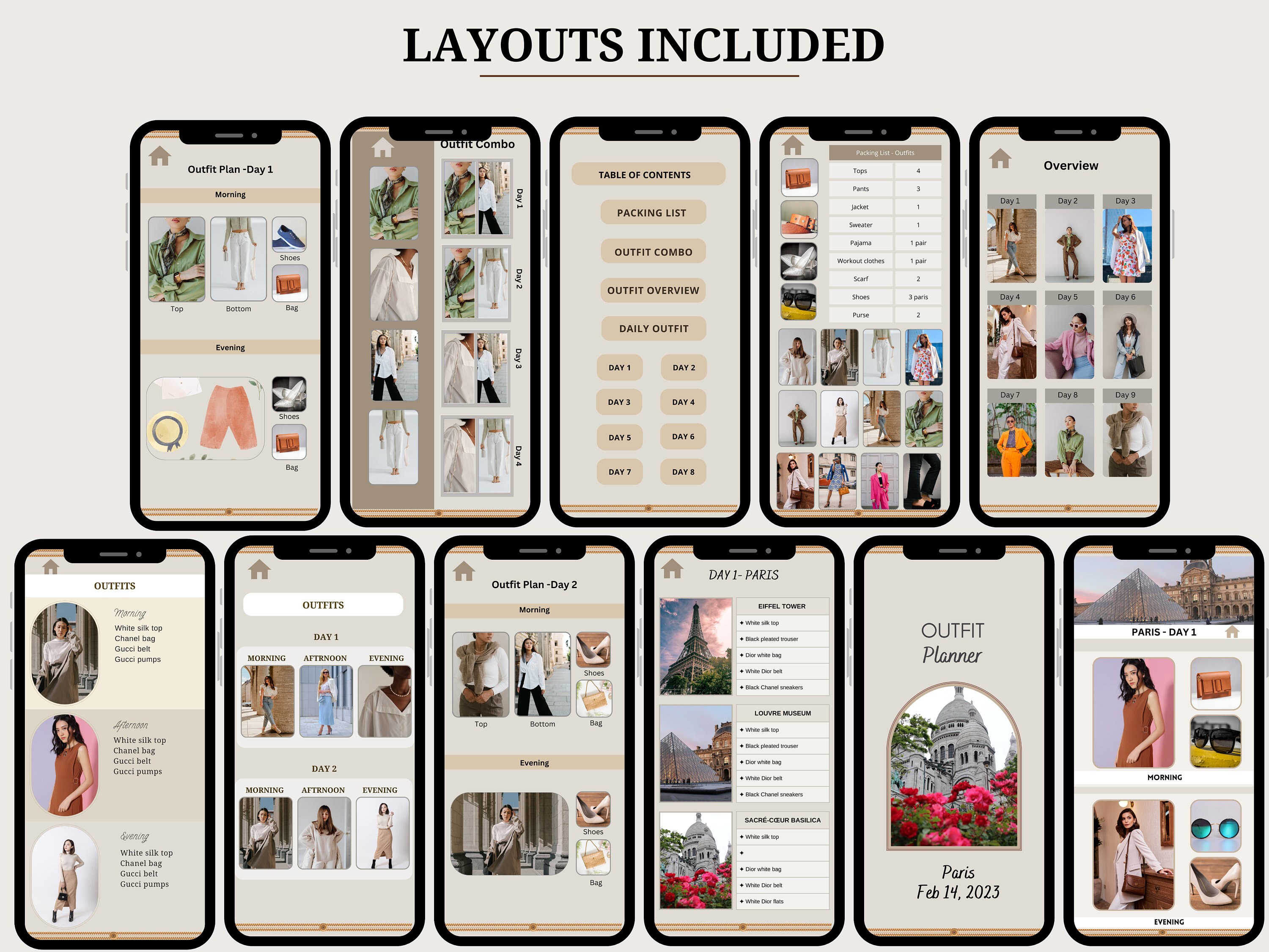Digital Outfit Planner Wardrobe Organizer Bundle, Printable Travel ...
