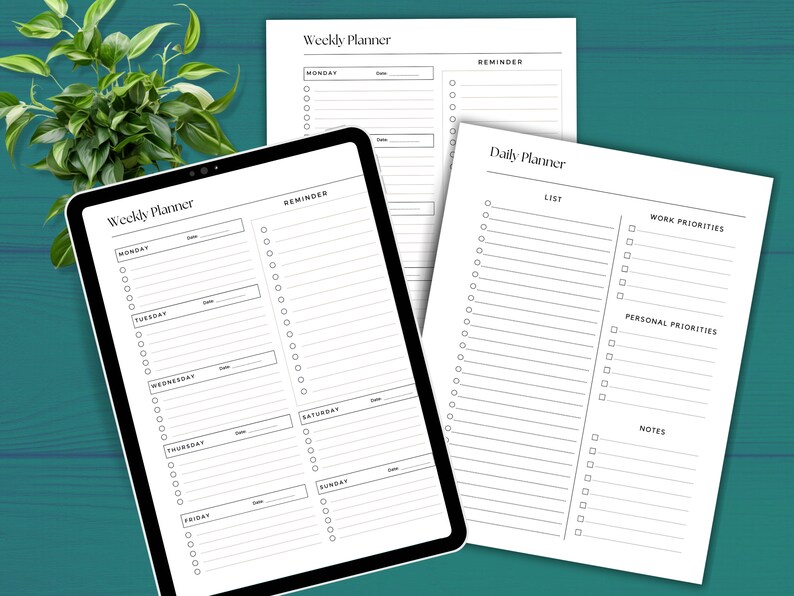 Daily and Weekly Planner Printable, Daily to Do List, Week at a Glance ...