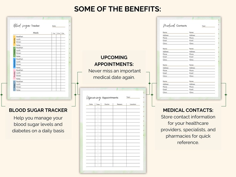 Diabetes Blood Sugar Trackers Printable, Blood Sugar Log Book, Diabetes ...