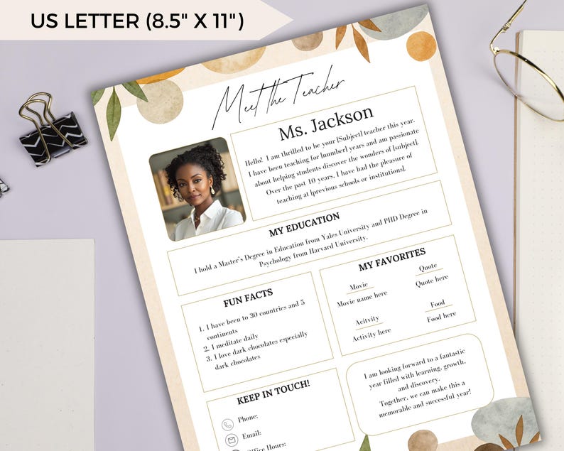 Meet the Teacher Boho Canva Template, Teacher Introduction Resource ...