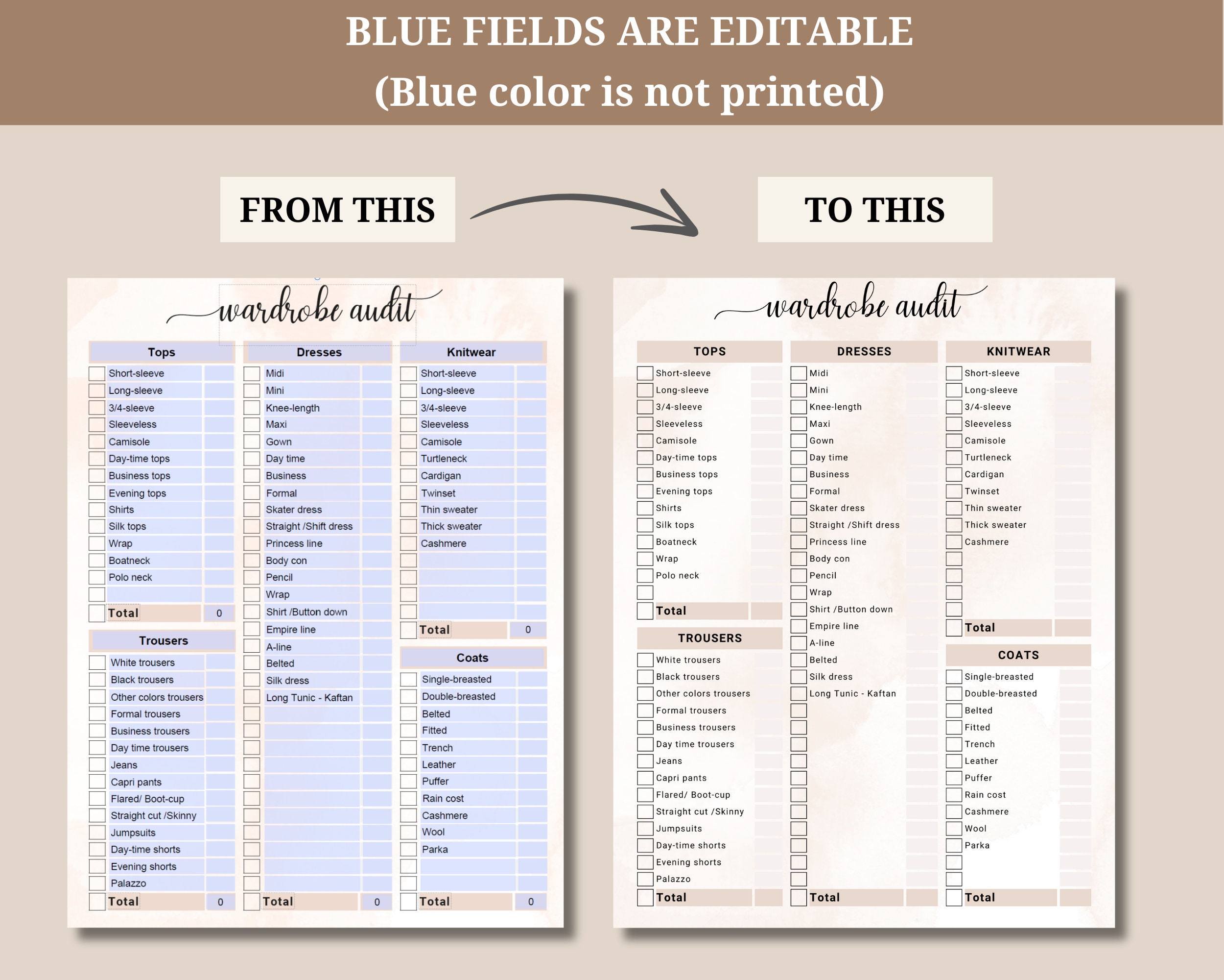 Wardrobe Checklist, Closet Inventory, Outfit Tracker, Minimalist Closet ...