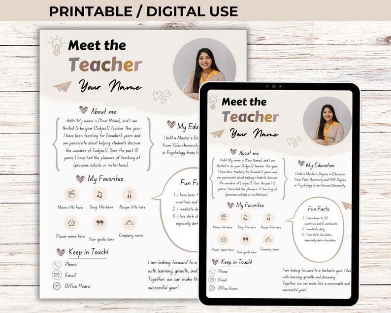 Meet the Teacher Template, Editable Canva Template, Teacher ...