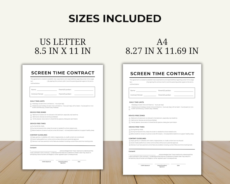 Editable Screen Time Contract, Kids Technology Rules, Family ...