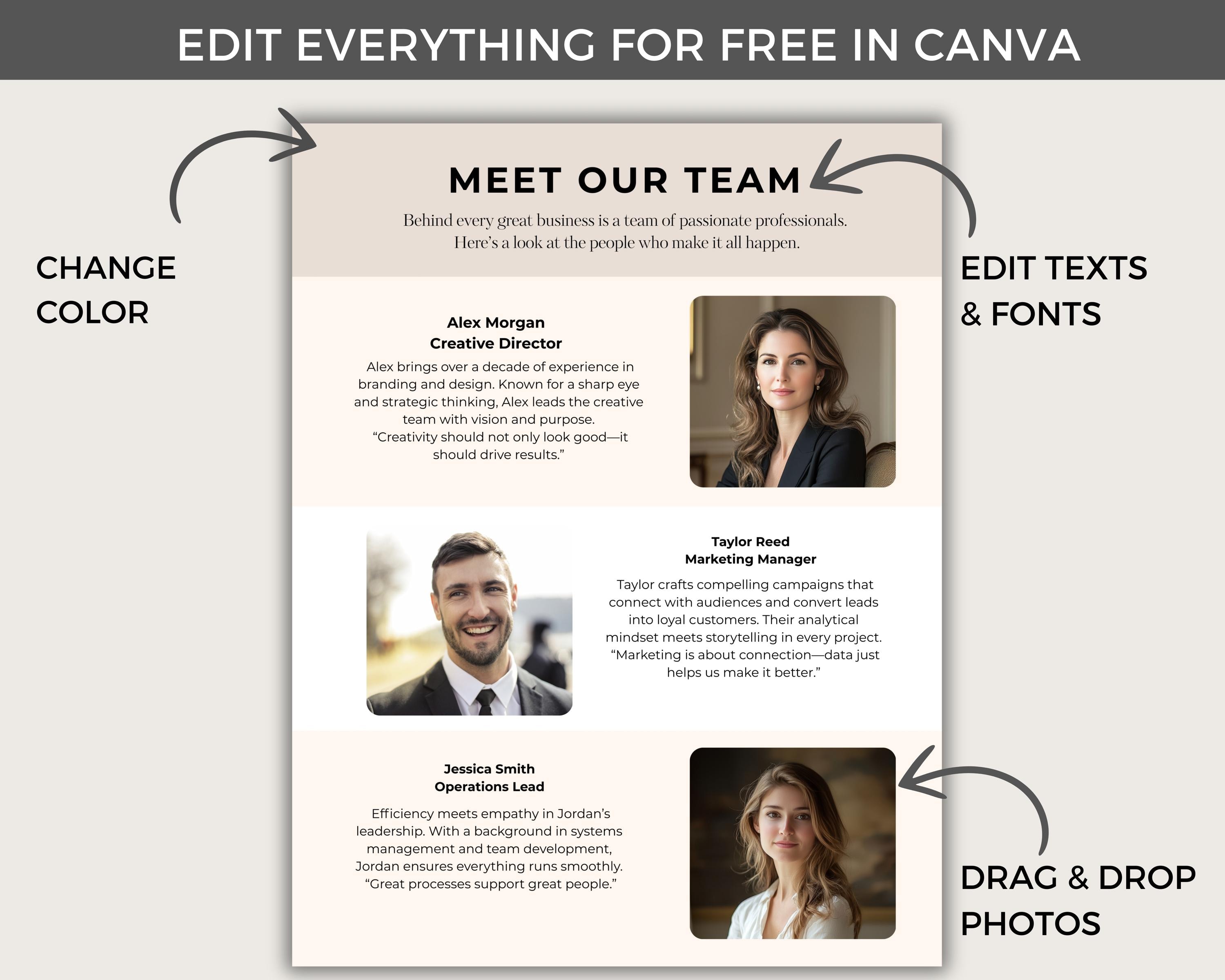 Meet the Team Flyer Template, Editable Canva Template, Modern Team ...