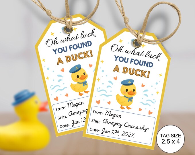 You Found a Duck Cruising Ducks Tag Editable Template, Cruise Ship ...