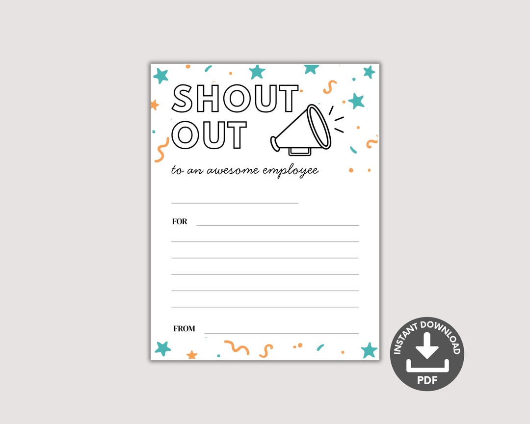 Employee Shout Out Cards Printable, Staff Appreciation Kudos ...