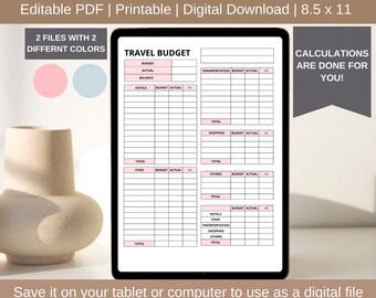 Travel Budget Planner DIGITAL DOWNLOAD Printable - Etsy