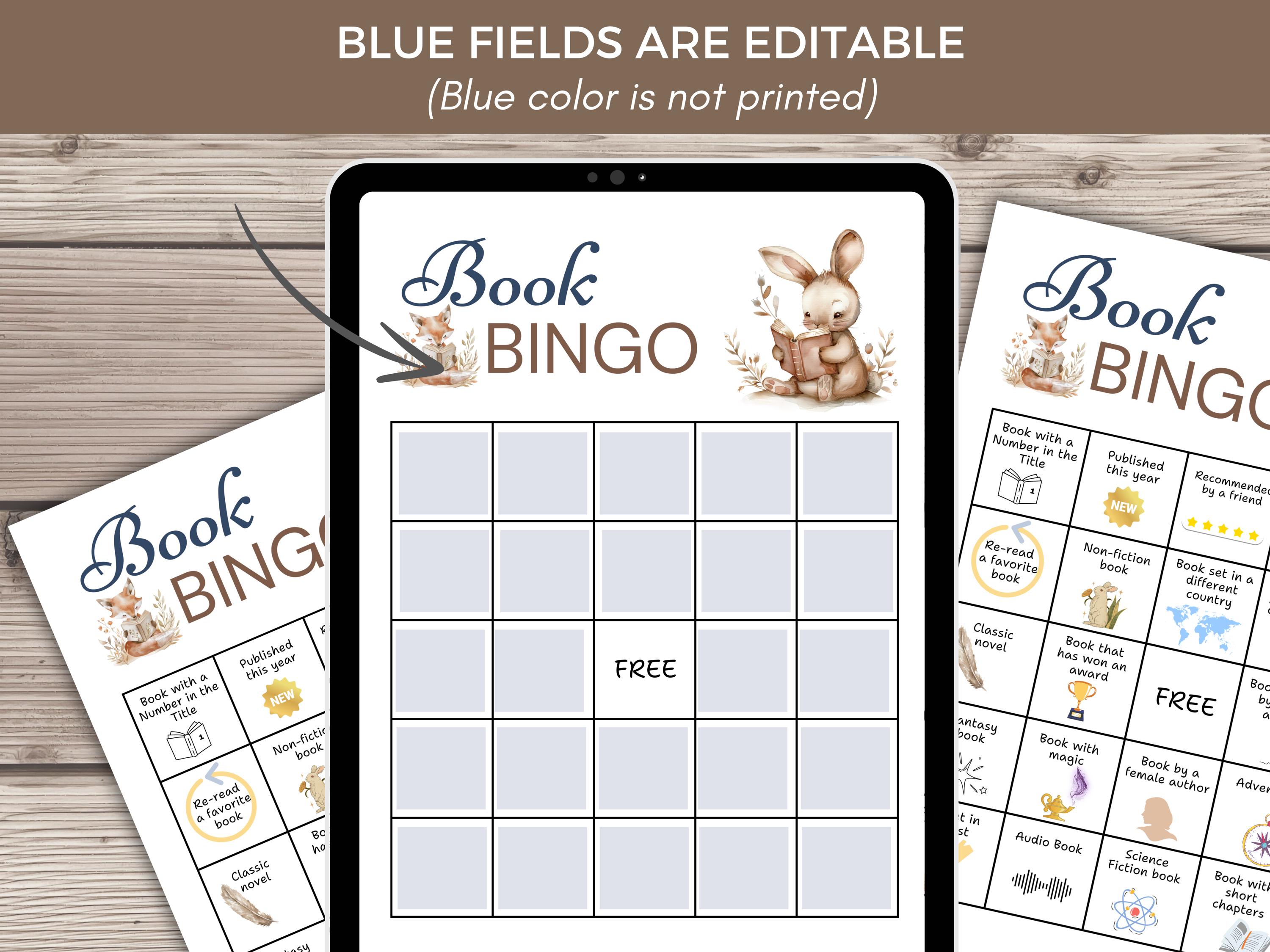 Book Bingo Printable, Reading Challenge, Book Clube Games, Reading Log ...