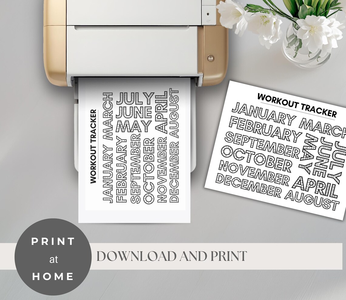 Workout Tracker 2025 Printable, Daily Monthly Yearly Fitness Tracker ...