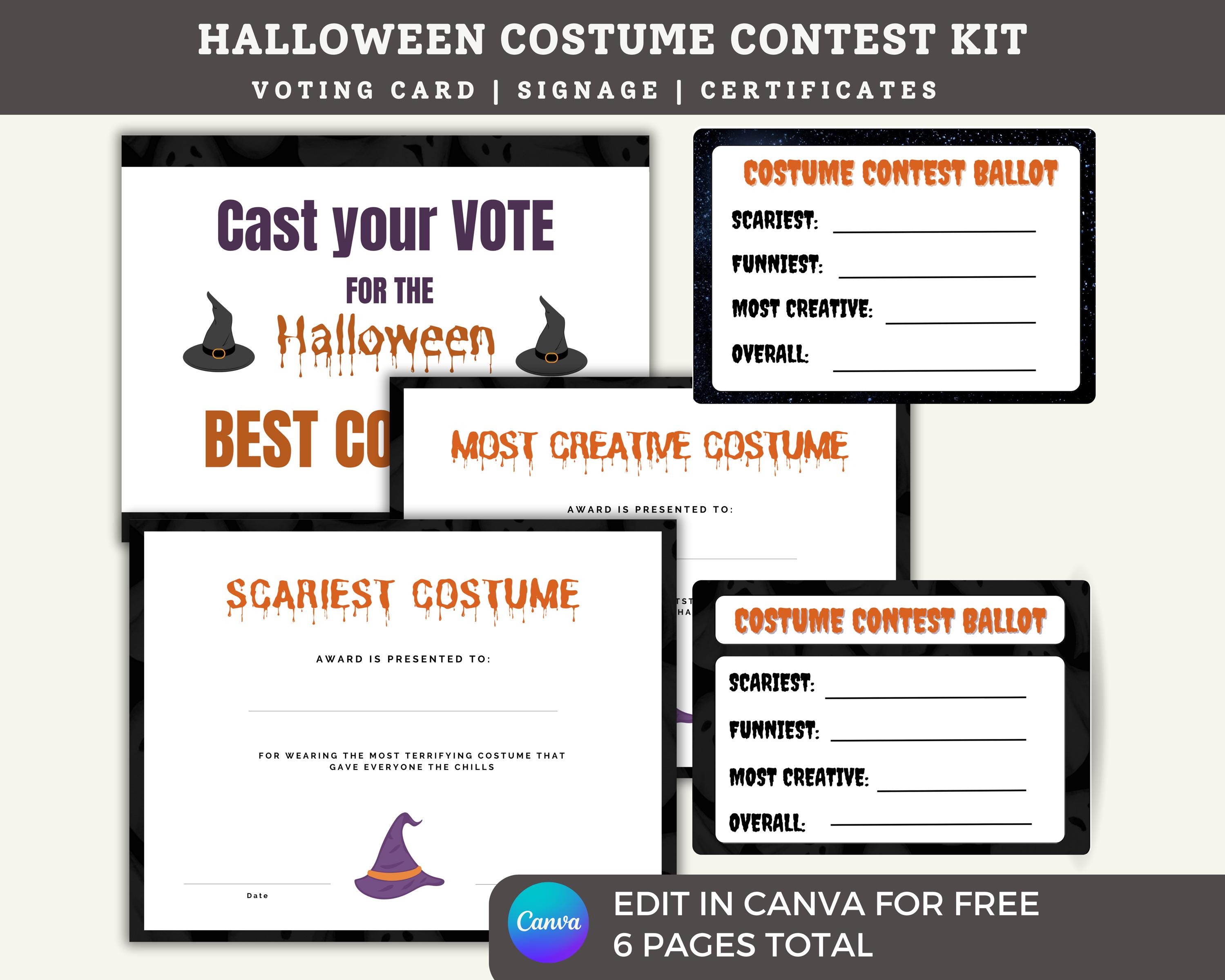Halloween Costume Contest Kit, Editable Costume Contest Ballots, Best ...