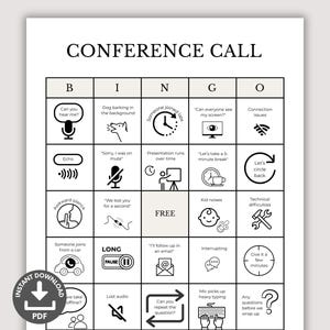 Conference Call Bingo Printable, Zoom Bingo Boards, Work From Home Fun ...