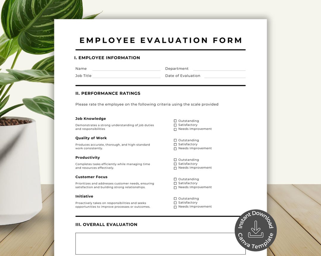 Editable Employee Evaluation Form, Annual Performance Review HR ...