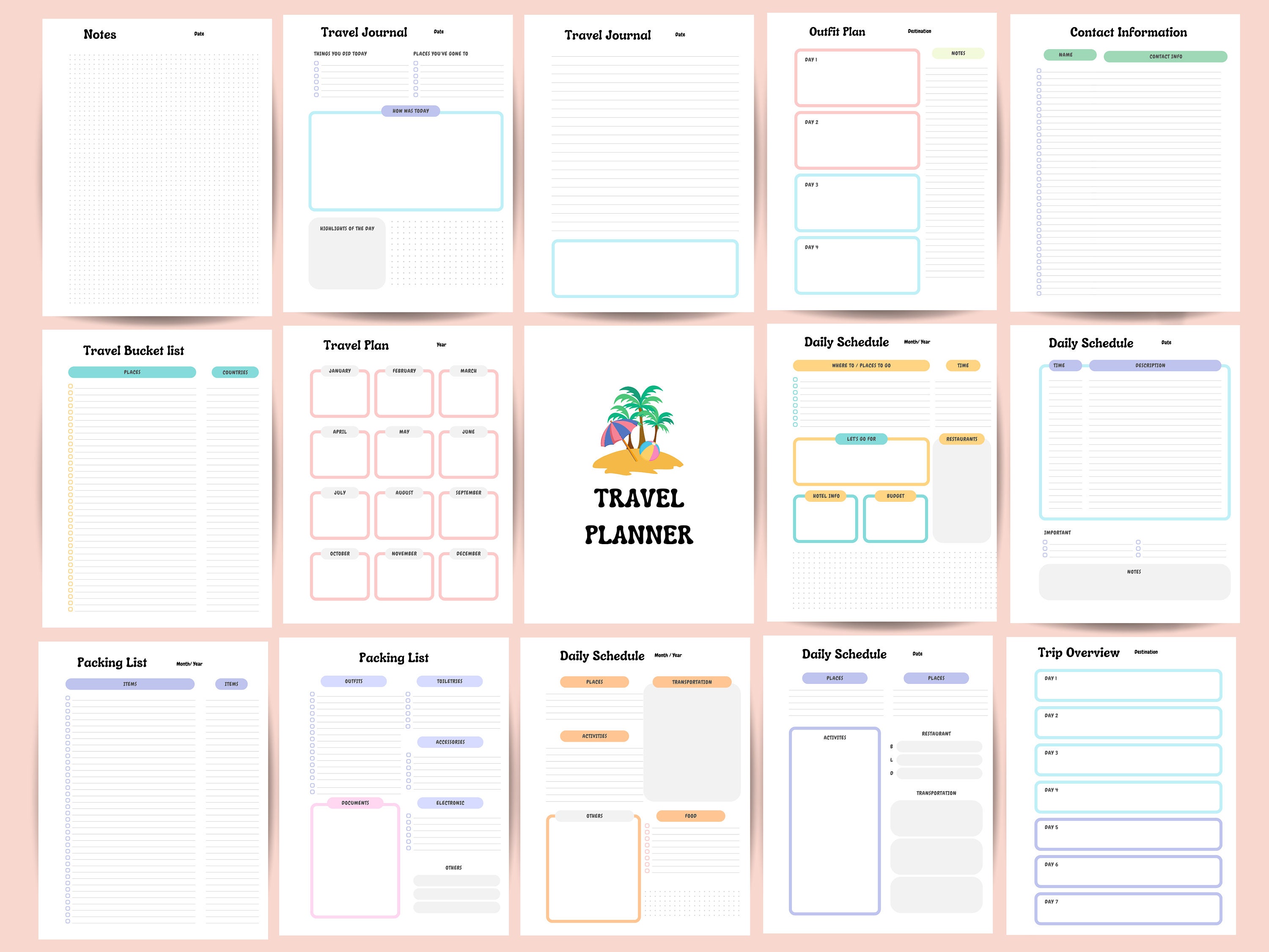 Travel Planner Printable, Vacation Planning, Travel Itinerary, Travel Schedule, Trip Planner ...