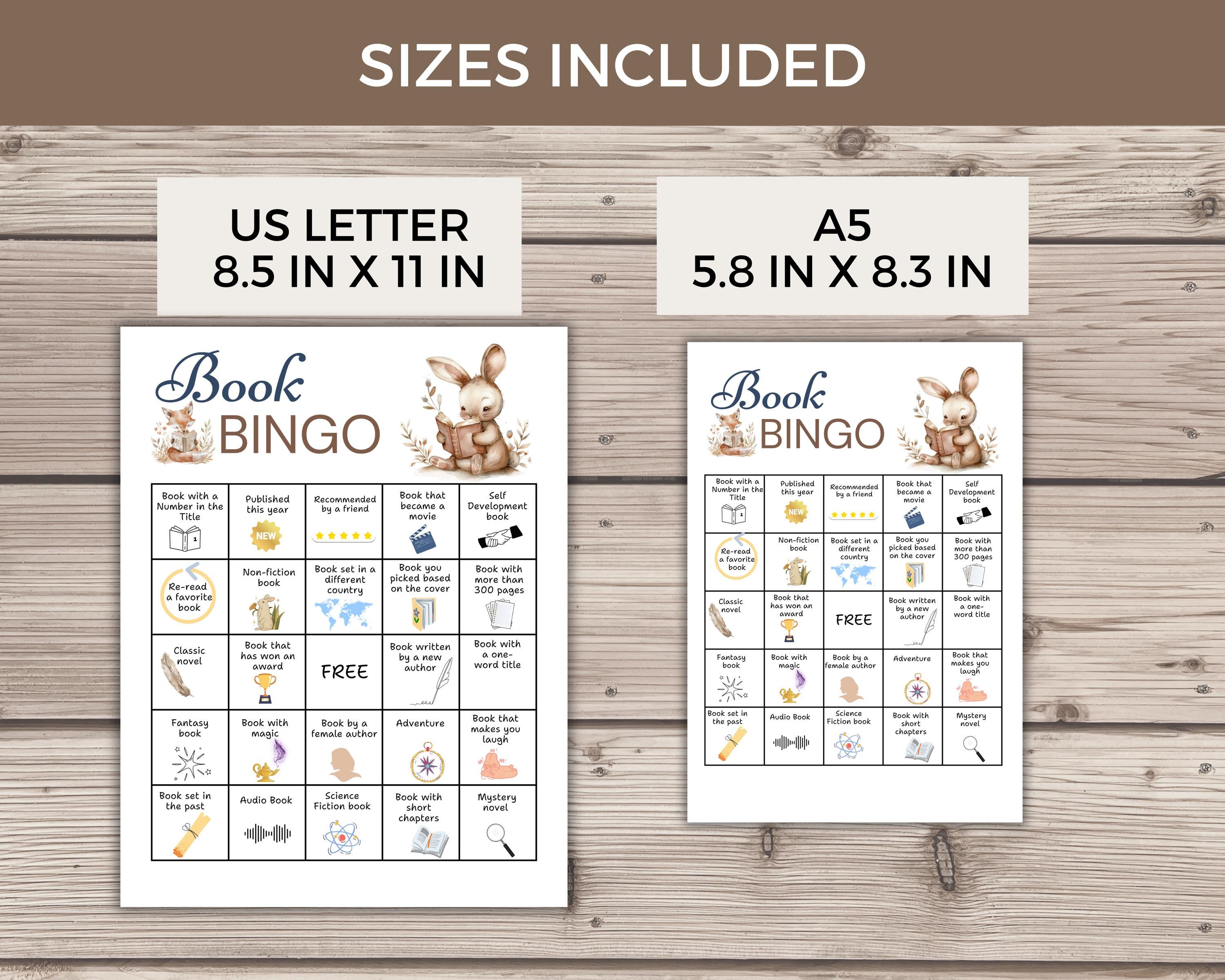 Book Bingo Printable, Reading Challenge, Book Clube Games, Reading Log ...