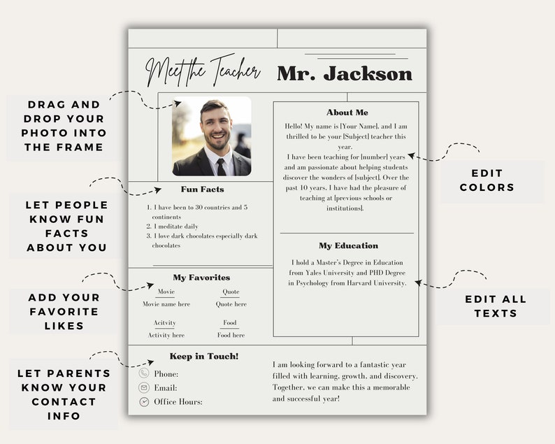 Editable Meet the Teacher Template, Customizable Canva Resource Letter ...