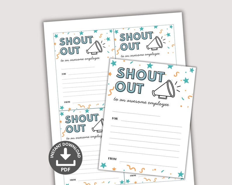 Employee Shout Out Cards Printable, Staff Appreciation Kudos ...