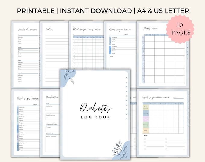 Blood Sugar Tracker | Type 2 Diabetes Journal | Printable Blood Sugar ...