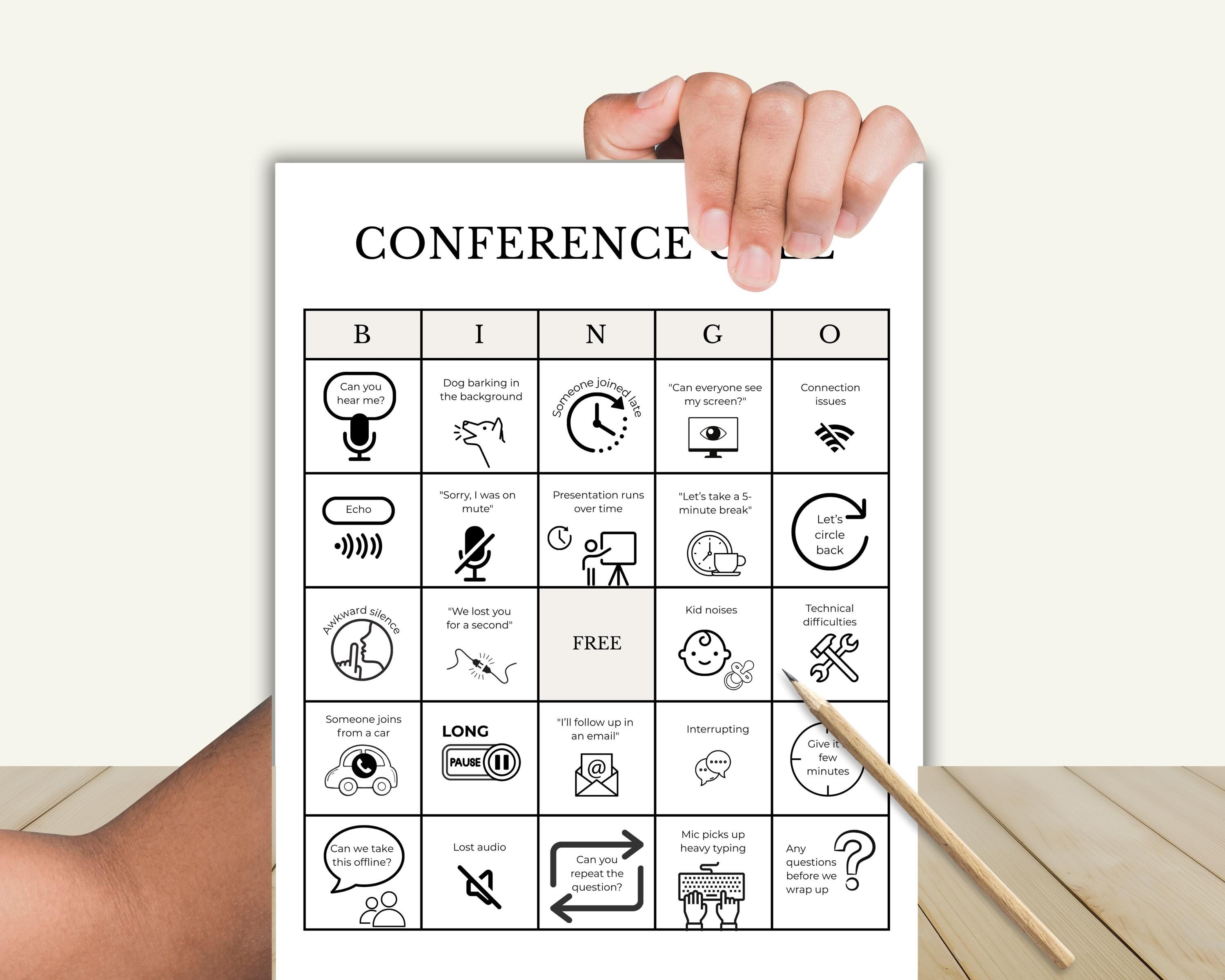 Conference Call Bingo Printable, Zoom Bingo Boards, Work From Home Fun ...