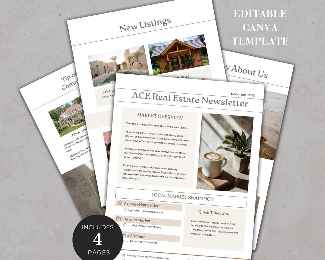 Real Estate Monthly Newsletter Template, Real Estate Farming, Real ...