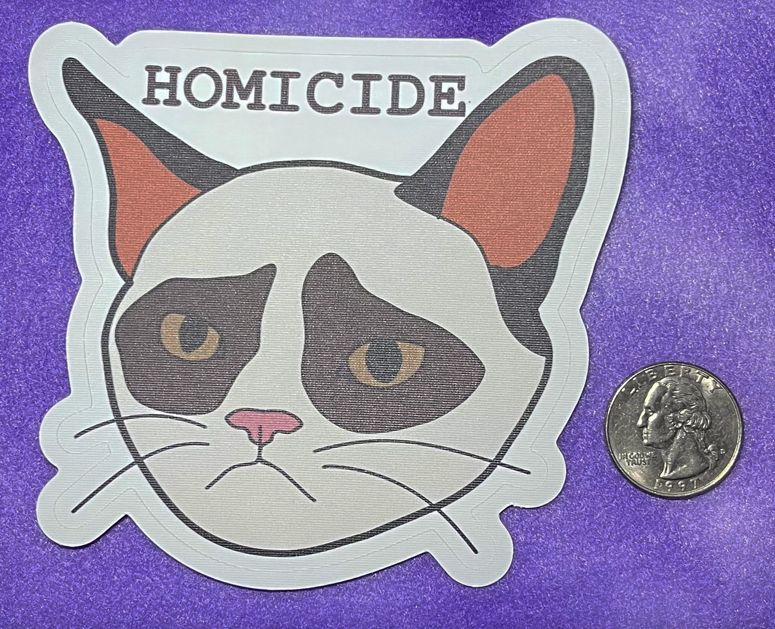Homicide Meme Cat Sticker - Etsy