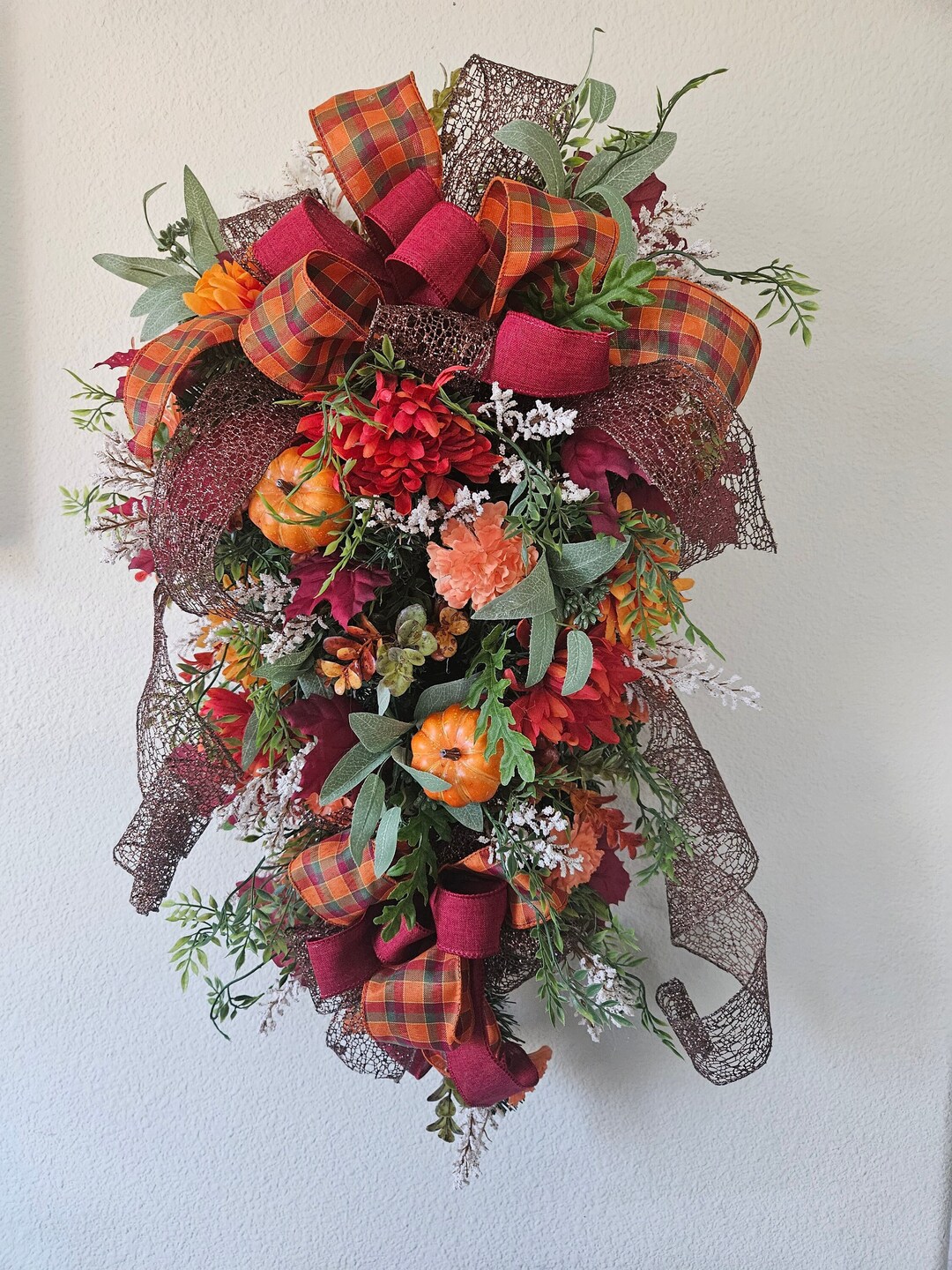 Elegant Autumn Swag in Amazing Traditional Fall Colors Covered With ...