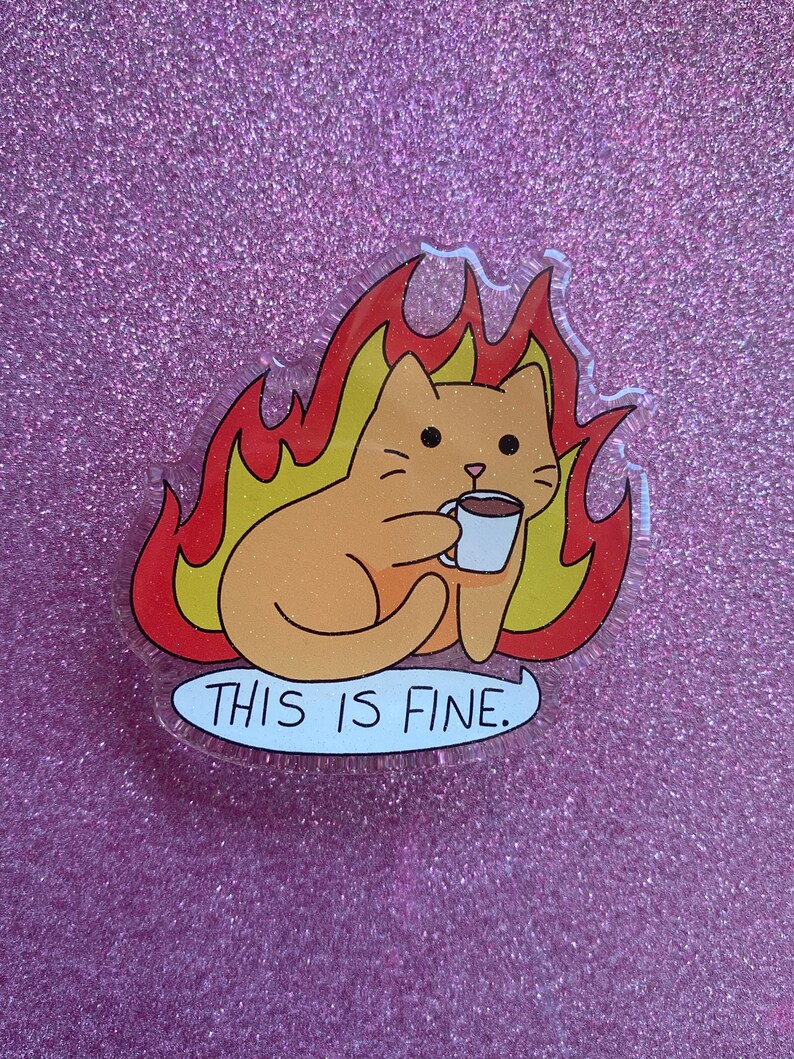 This is Fine Cat Meme Phone Popper Grip - Etsy