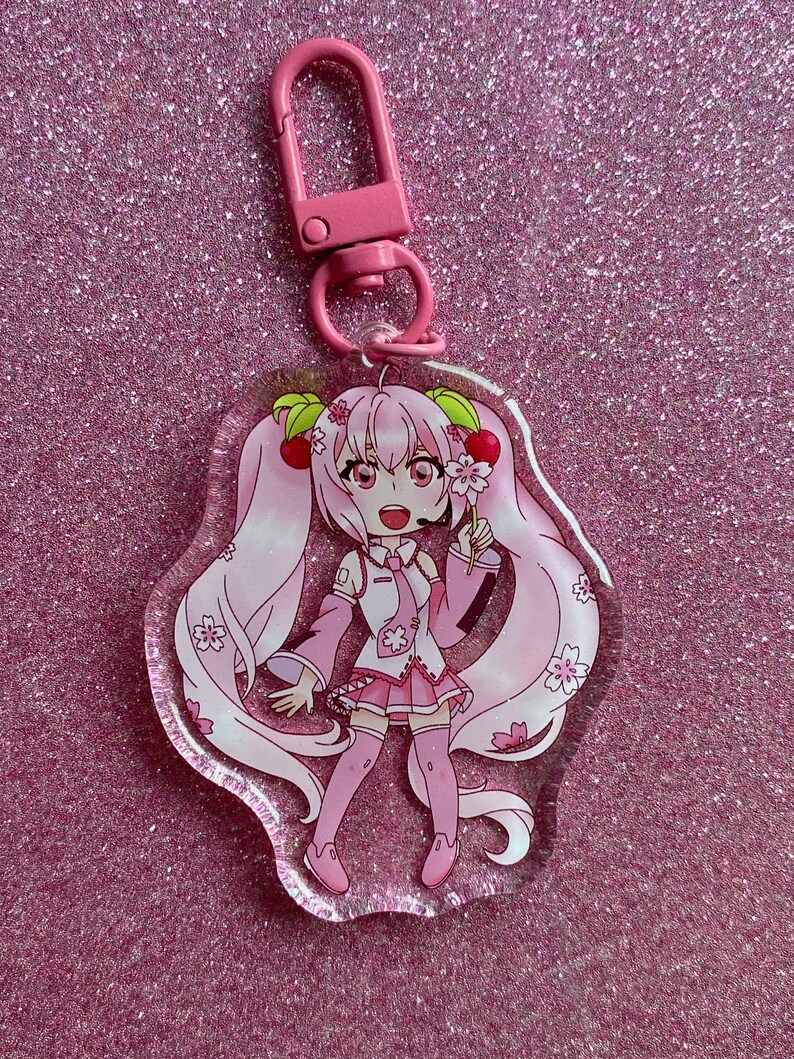 Sakura Miku Kawaii Pink Keychain Cherry Blossom Vocaloid - Etsy