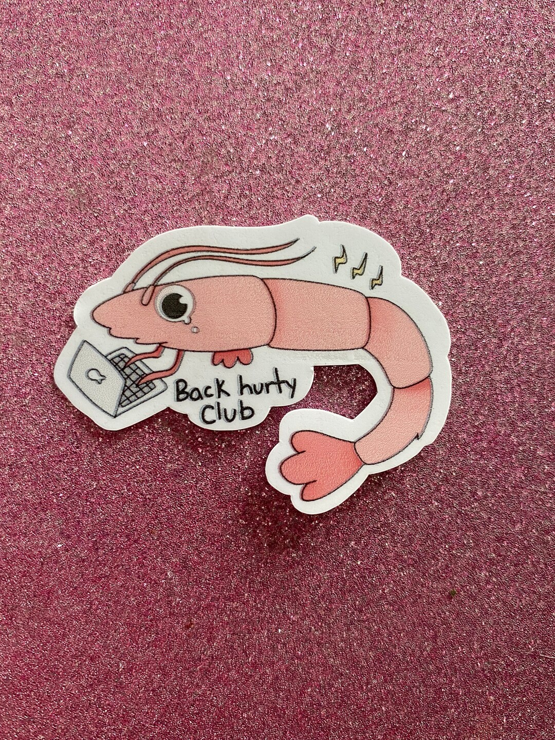 Back Hurty Club | Shrimp Posture Sticker Funny Bad Posture Sore Back - Etsy