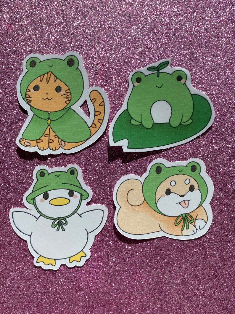 Froggy Friends Stickers | Shiba Inu, Cat, Duck, Frog, Spring Stickers ...