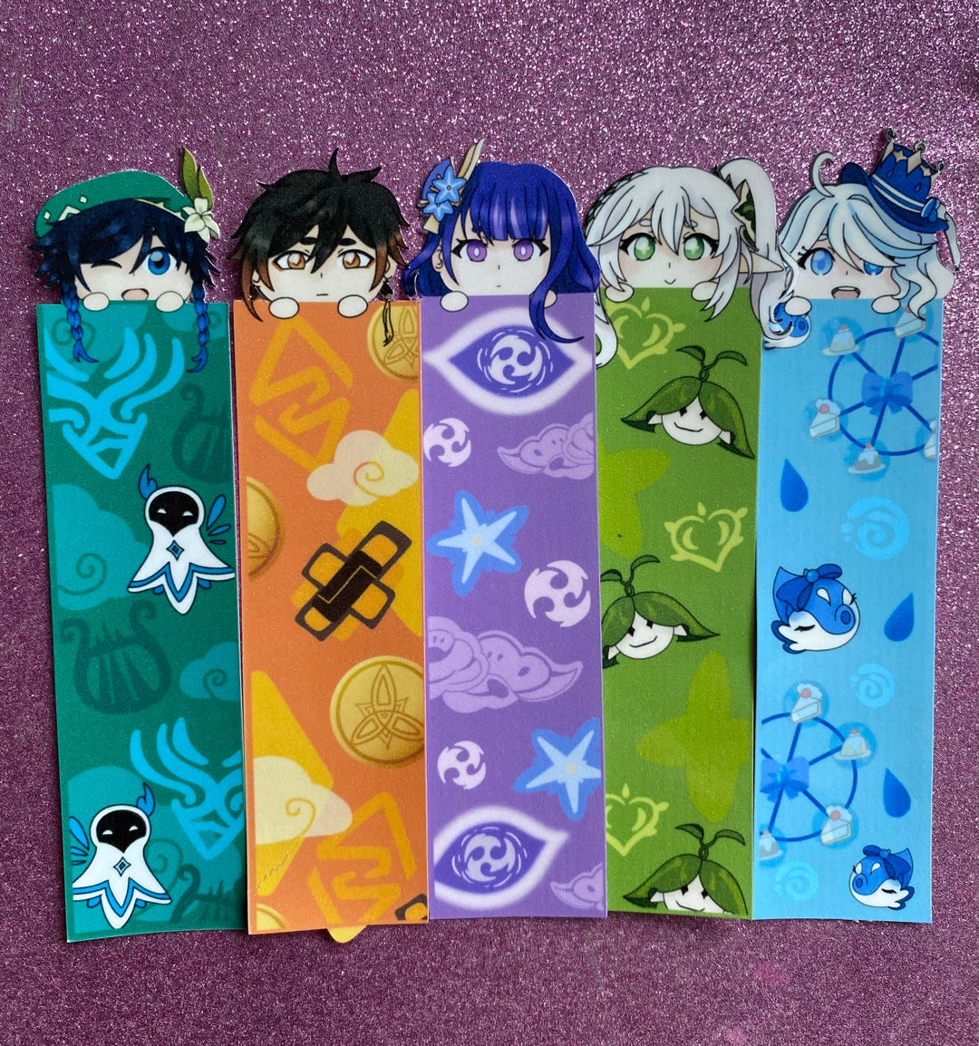 Genshin Impact Archon Peeker Bookmarks Furina, Zhongli, Venti, Raiden ...