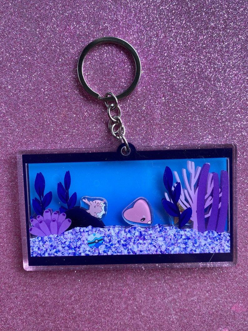 Poké Aquarium Shaker Charm Keychain Cute Fidget - Etsy