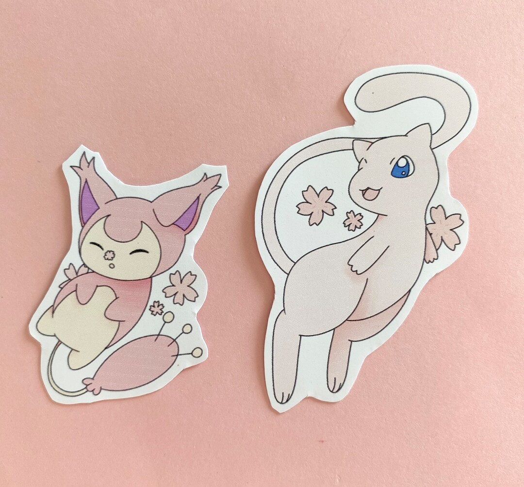 Sakura Mew and Skitty Inspired Stickers - Etsy