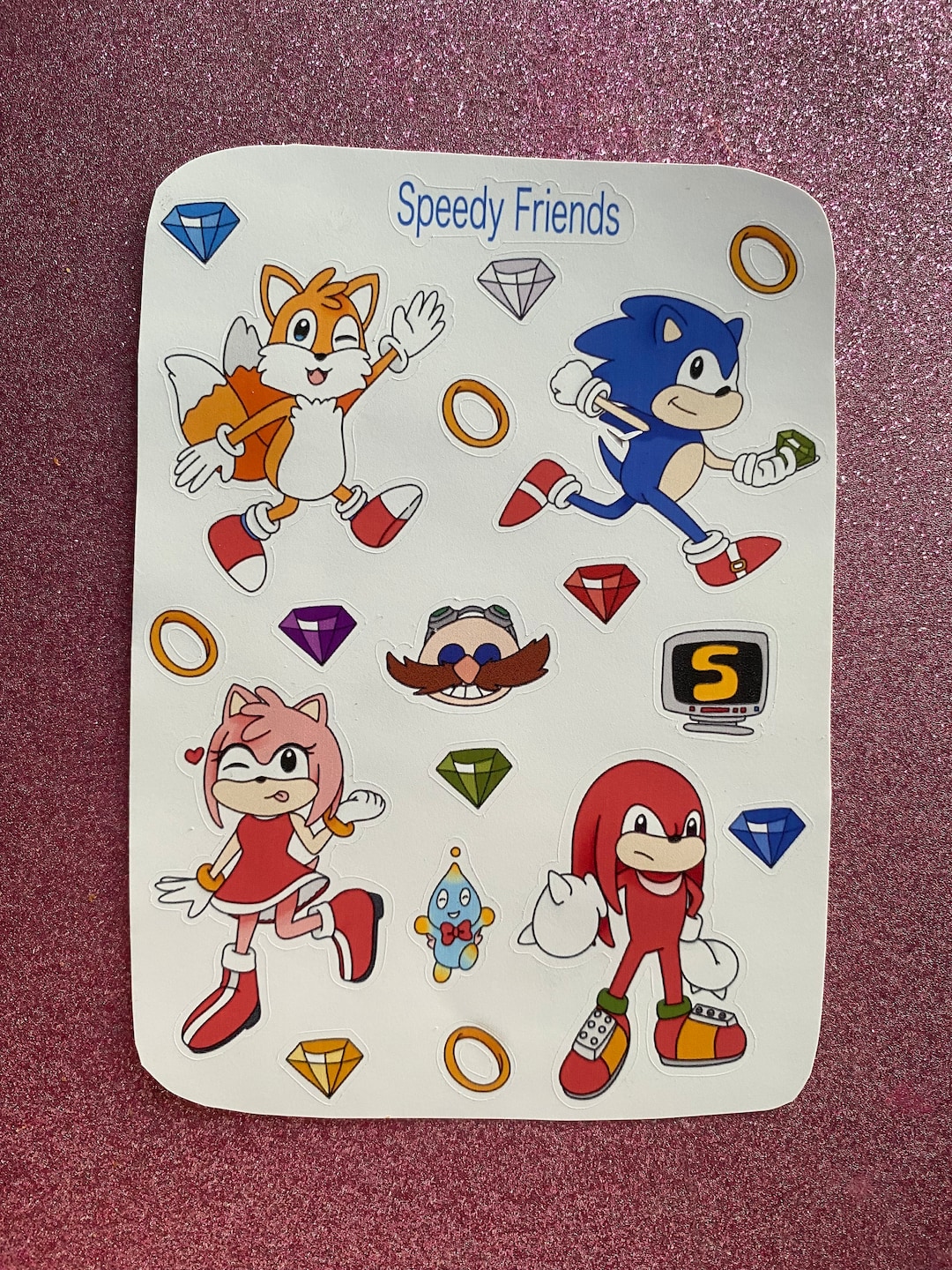 Sonic the Hedgehog Inspired Sticker Sheet Amy Knuckles Tails Eggman - Etsy