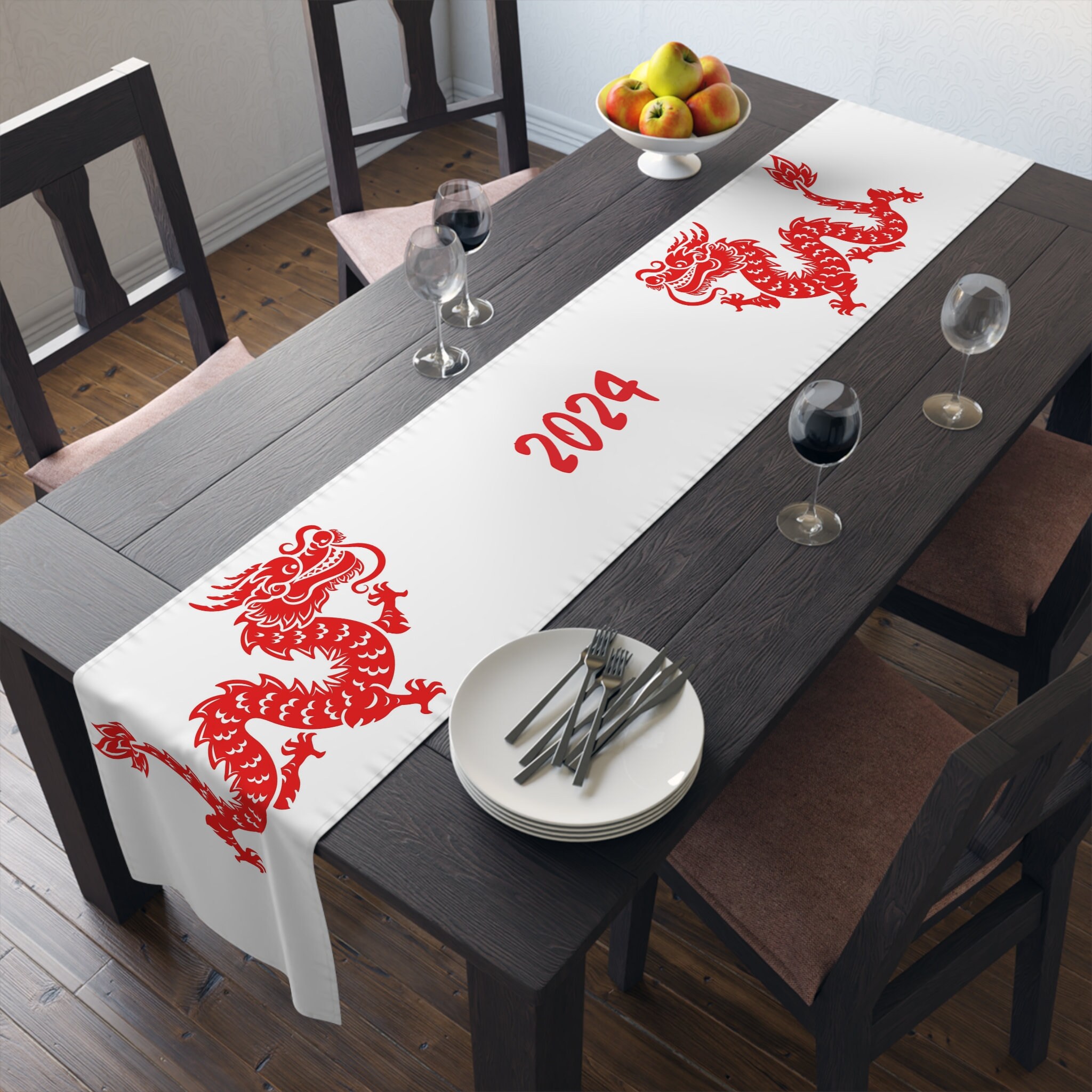 Lucky Dragon Table Runner cotton, Poly - Etsy