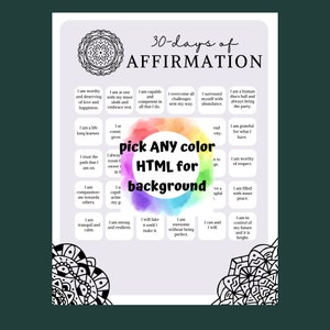 Customizable 30 Days of Affirmation Print - Etsy